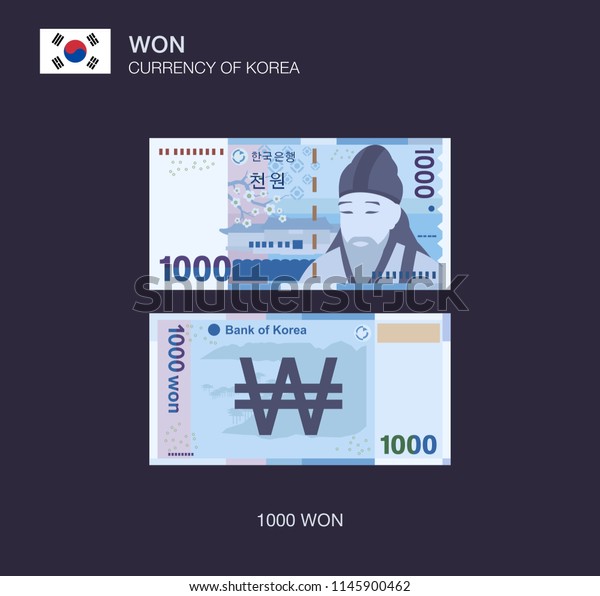 Currency South Korea Flat Vector Illustration Stock Vector (Royalty ...
