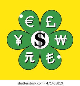 Currency Symbol Vector Illustration Dollar Flower: vector de stock ...