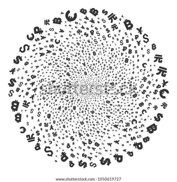 Currency Symbols Cycle Fireworks Object Spiral Stock Vector (Royalty ...