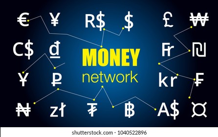 Currency Vector Text Money Network Middle Stock Vector (Royalty Free ...