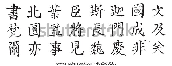 Current Chinese Cursive Writing Vintage Engraved Stock Vector (Royalty ...