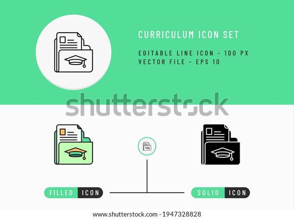 Curriculum Icons Set Editable Stroke Vector Stock Vector (Royalty Free ...