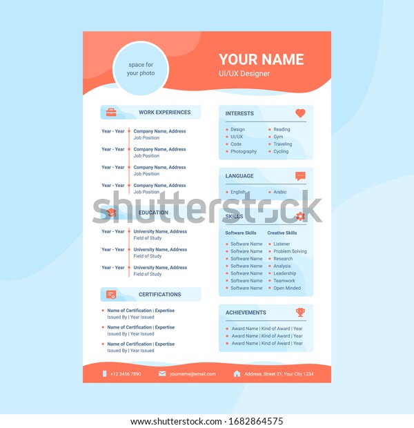 Curriculum Vitae Design Template Liquidfluid Style Stock Vector ...