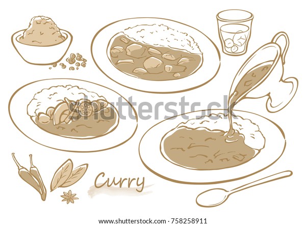 Currys Line Drawings: vector de stock (libre de regalías) 758258911 ...