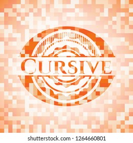 Cursive Abstract Emblem Orange Mosaic Background Stock Vector (Royalty ...