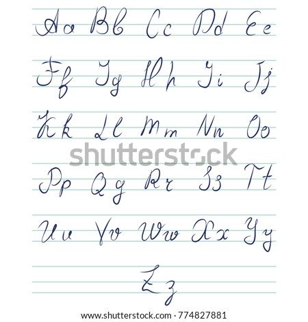 Cursive Alphabet Letters Vector Set Handwritten Stock Vector (Royalty ...