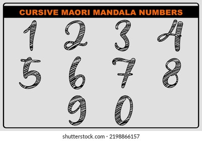 Cursive Maori Mandala Design Numbers Stock Vector (Royalty Free ...