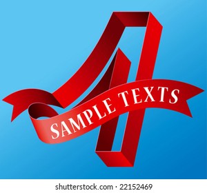 Cursive Ribbon Formed Bold Number Four Stock Vector (Royalty Free ...