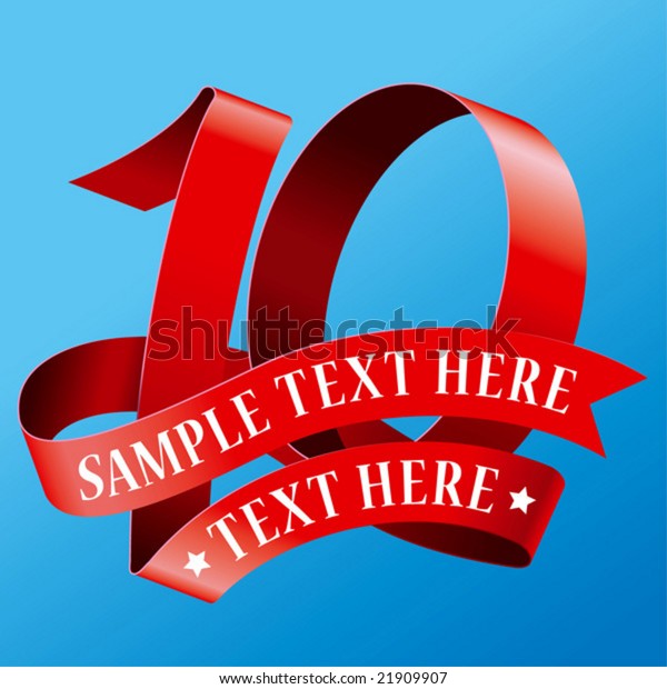 Cursive Ribbon Formed Number Ten Empty Stock Vector (Royalty Free ...
