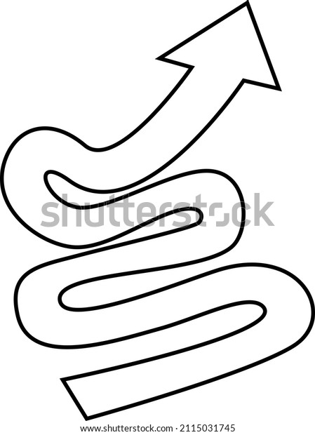 Curve Cartoon Vector Arrow Black Outline: เวกเตอร์สต็อก (ปลอดค่า ...