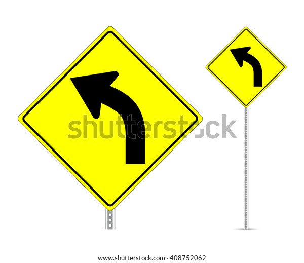 Curve Traffic Sign Vector Stock Vector (Royalty Free) 408752062 ...