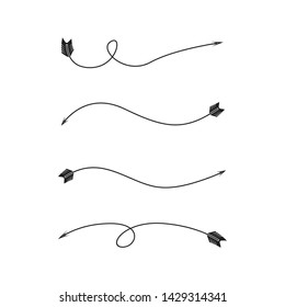Curved Arrows Bend Bows Element Set Stock Vector (Royalty Free ...