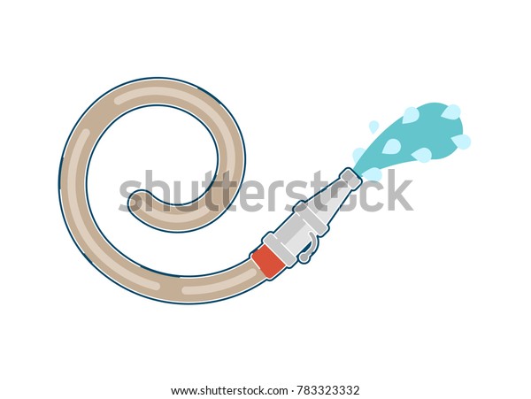 Curved Fire Hose Water Splash Flat Stock Vector (Royalty Free) 783323332