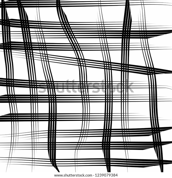 Curved Horizontal Vertical Random Lines Monochrome Stock Vector ...