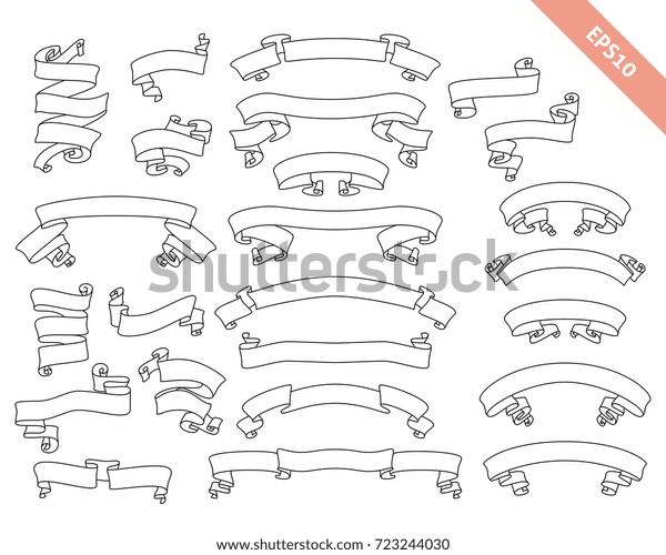 Curved Outlines Ribbons Vector Collection Isolated Stock Vector ...