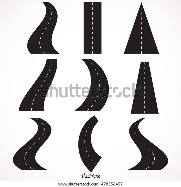 Curved Roads Vector Set Asphalt Road Stock Vector (Royalty Free ...