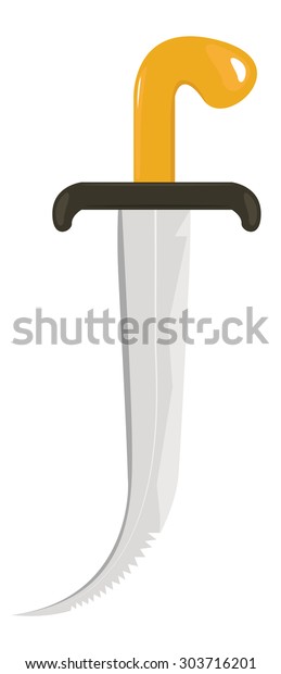 Curved Sword Gold Handle Serrated Vector Stock Vector (Royalty Free ...