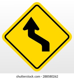 Traffic Sign Left Double Curve Sign: vector de stock (libre de regalías ...