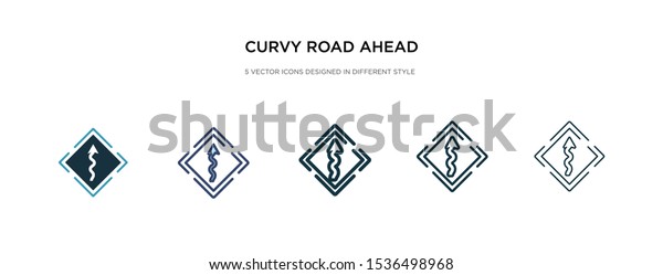 Curvy Road Ahead Icon Different Style Stock Vector (Royalty Free ...