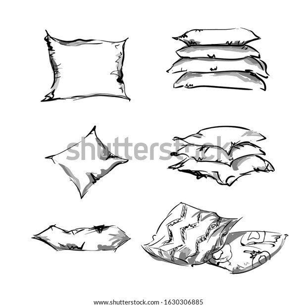Cushion Sketch Vector Black White On Stock Vector (Royalty Free ...