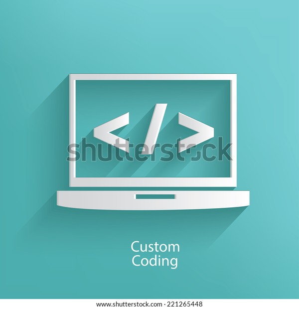 Custom Coding Symbol On Blue Backgroundclean Stock Vector (Royalty Free) 221265448