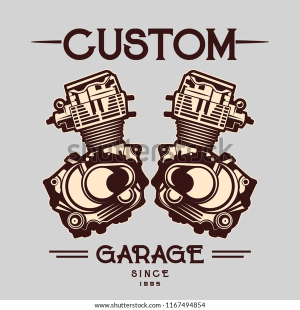 Custom Motorcycle Garage Vector Vintage Style: vector de stock (libre ...