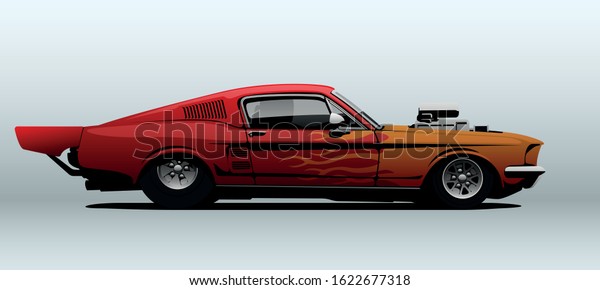 Custom Muscle Car Dragster Vector Side Stock Vector (Royalty Free ...