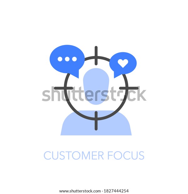 Customer Focus Symbol Focused Person Speech Stock Vector (Royalty Free ...
