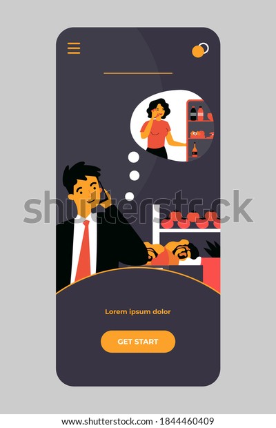 Customer Having Phone Call Grocery Store Stock Vector (Royalty Free ...