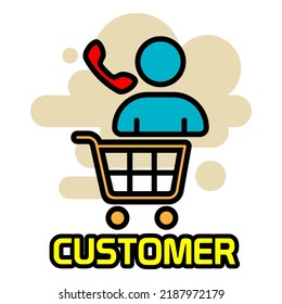 Customer Icon Customer Sticker Design Flat Stock Vector (Royalty Free ...