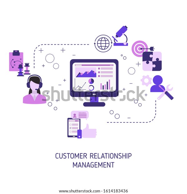 Customer Relationship Management Concept Icons Vector Stock Vector ...