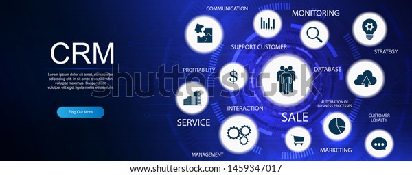 Customer Relationship Management Crm Banner Keywords Stock Vector ...