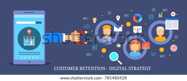 Customer Retention Strategy Digital Inbound Marketing Stock Vector ...