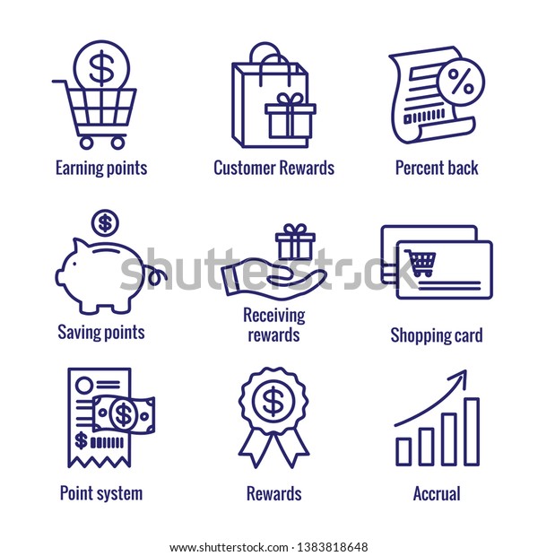 Customer Rewards Icon Set W Shopping Stock Vector (Royalty Free ...