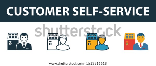 Customer Selfservice Icon Set Premium Simple: เวกเตอร์สต็อก (ปลอดค่า ...