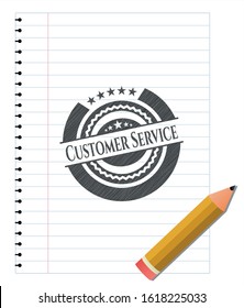 Customer Service Emblem Pencil Effect Vector: เวกเตอร์สต็อก (ปลอดค่า ...