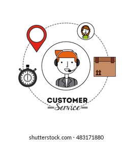 Customer Service Flat Icons Vector Illustration Stock Vector (Royalty ...