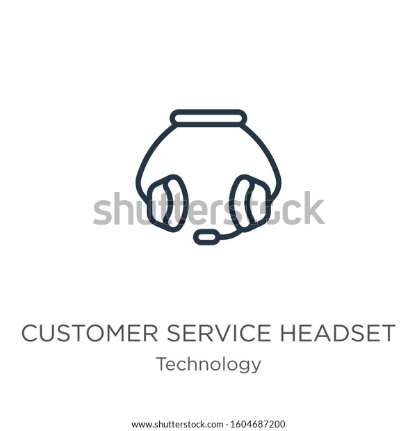 Customer Service Headset Icon Thin Linear Stock Vector (Royalty Free ...