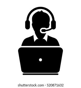 Online School Icon User Laptop Headphone Stock Vector (Royalty Free ...