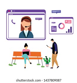 Customer Service Interactive Call Center Online Stock Vector (Royalty ...
