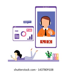 Customer Service Interactive Call Center Online Stock Vector (Royalty ...