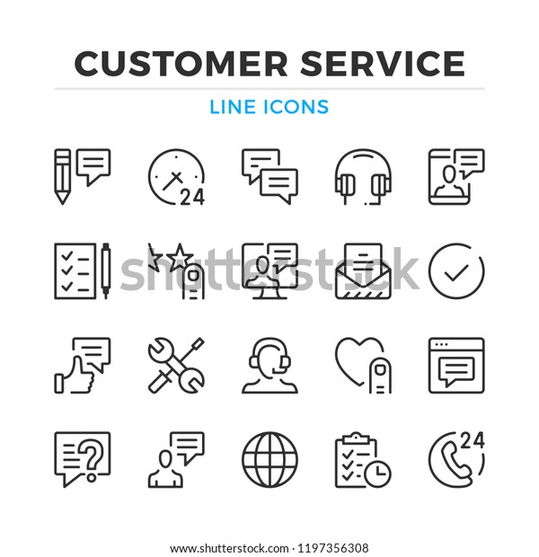 Customer Service Line Icons Set Modern Stock Vector (Royalty Free ...