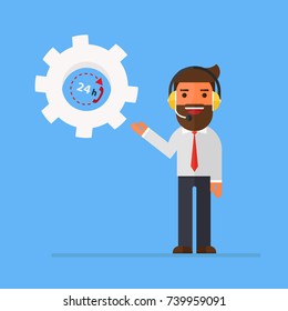 Man Showing Gears Process Concept Business: เวกเตอร์สต็อก (ปลอดค่า ...