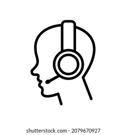 Customer Service Side Face Headphone Icon Stock Vector (Royalty Free ...