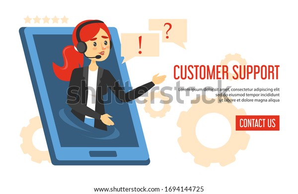 Customer Service Web Banner Design Vector Stock Vector (Royalty Free ...