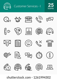 Customer Services Line Icons Stock Vector (Royalty Free) 1261994302 ...