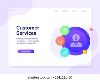Customer Services Website Landing Page Vector Stock Vector (Royalty ...