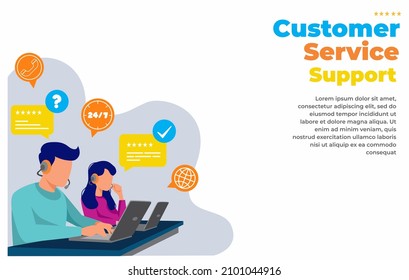 Customer Support Flat Design Illustration Full Stock Vector (Royalty ...