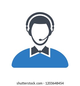 Customer Support Icon Blue: เวกเตอร์สต็อก (ปลอดค่าลิขสิทธิ์) 1203648454