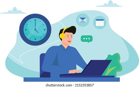 Customer Support Vector Illustration Cartoon Flat Stock Vector (Royalty ...